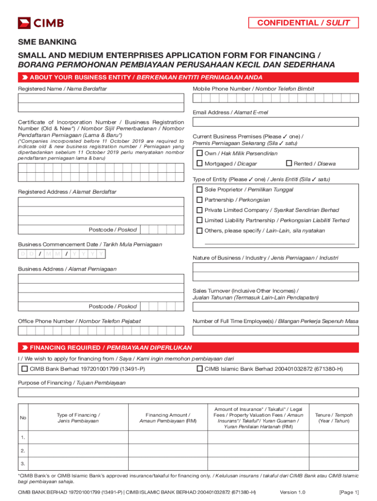 Fillable Online sme-banking-application-form-for-financing.pdf - CIMB Fax Email Print - pdfFiller