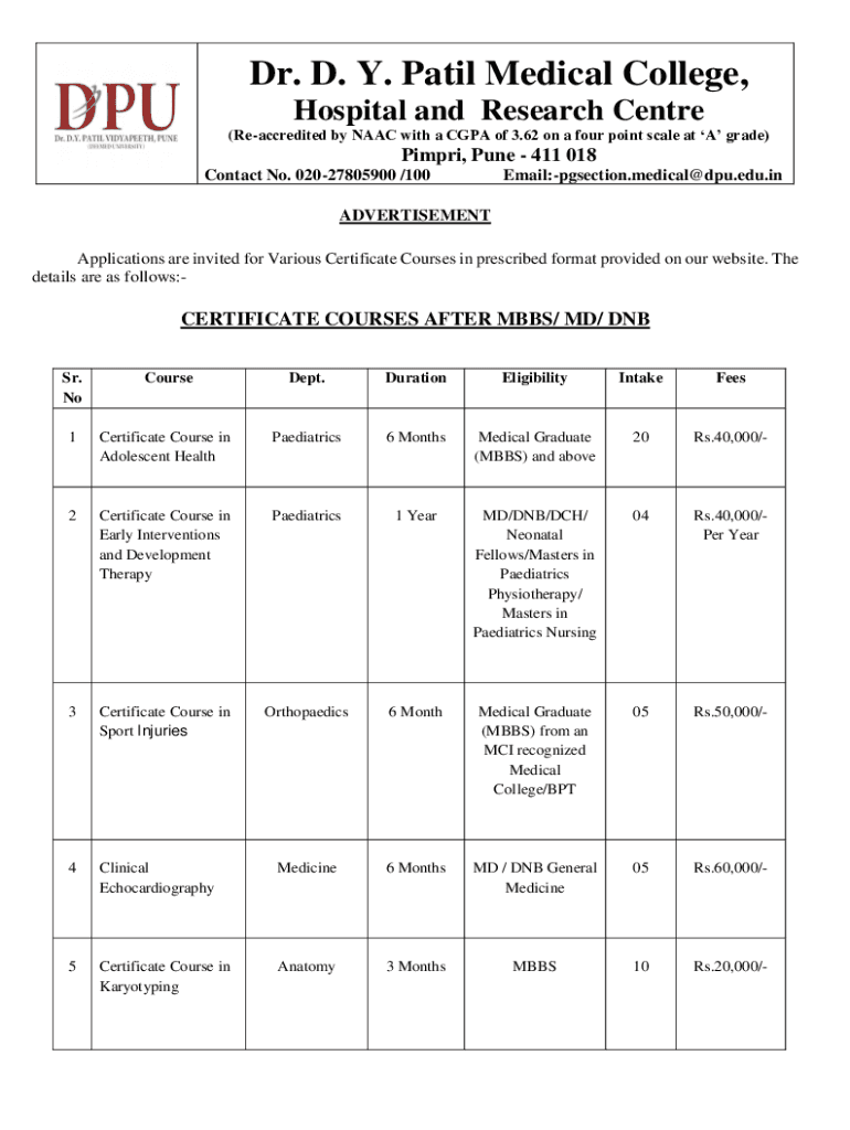 Fillable Online medical dpu edu 2-Advertisement-for-Certificate-Courses ...