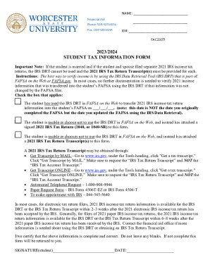 Fillable Online 2023/2024 STUDENT TAX INFORMATION FORM Fax Email Print ...