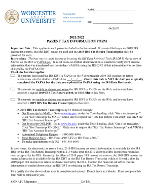 Fillable Online 2021/2022 PARENT TAX INFORMATION FORM Fax Email Print ...
