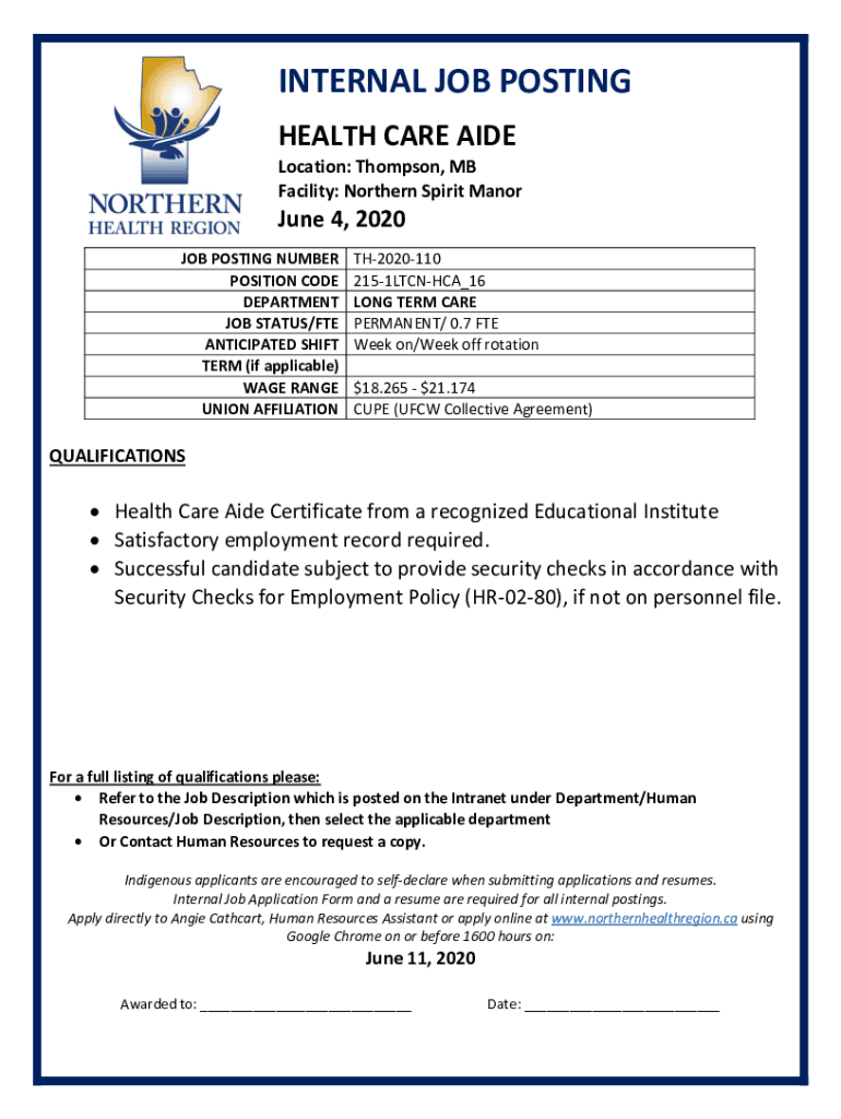 Fillable Online MSU Internal Job Postings Details - Health Care ...