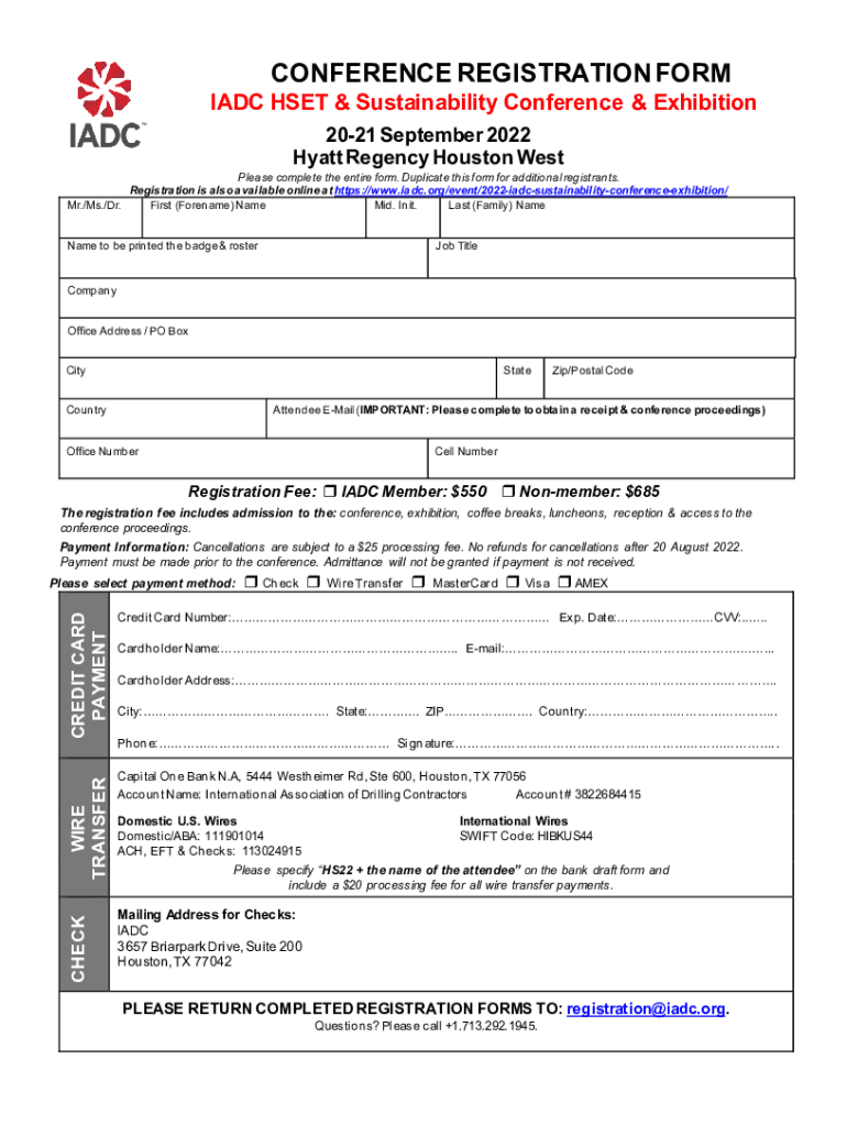Fillable Online IADC HSET & Sustainability Conference & Exhibition Fax ...