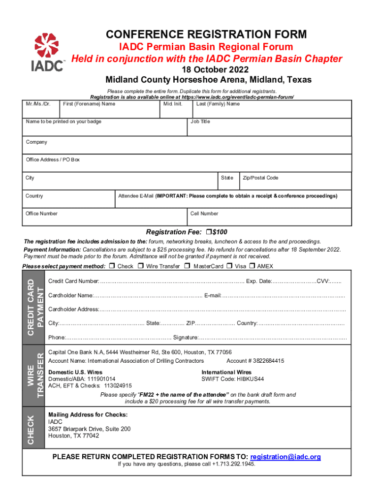 Fillable Online Upcoming Permian Basin Regional Forum - IADC.org Fax ...