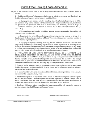 Fillable Online CRIME-FREE LEASE/RENTAL AGREEMENT ADDENDUM ... Fax Email Print - pdfFiller