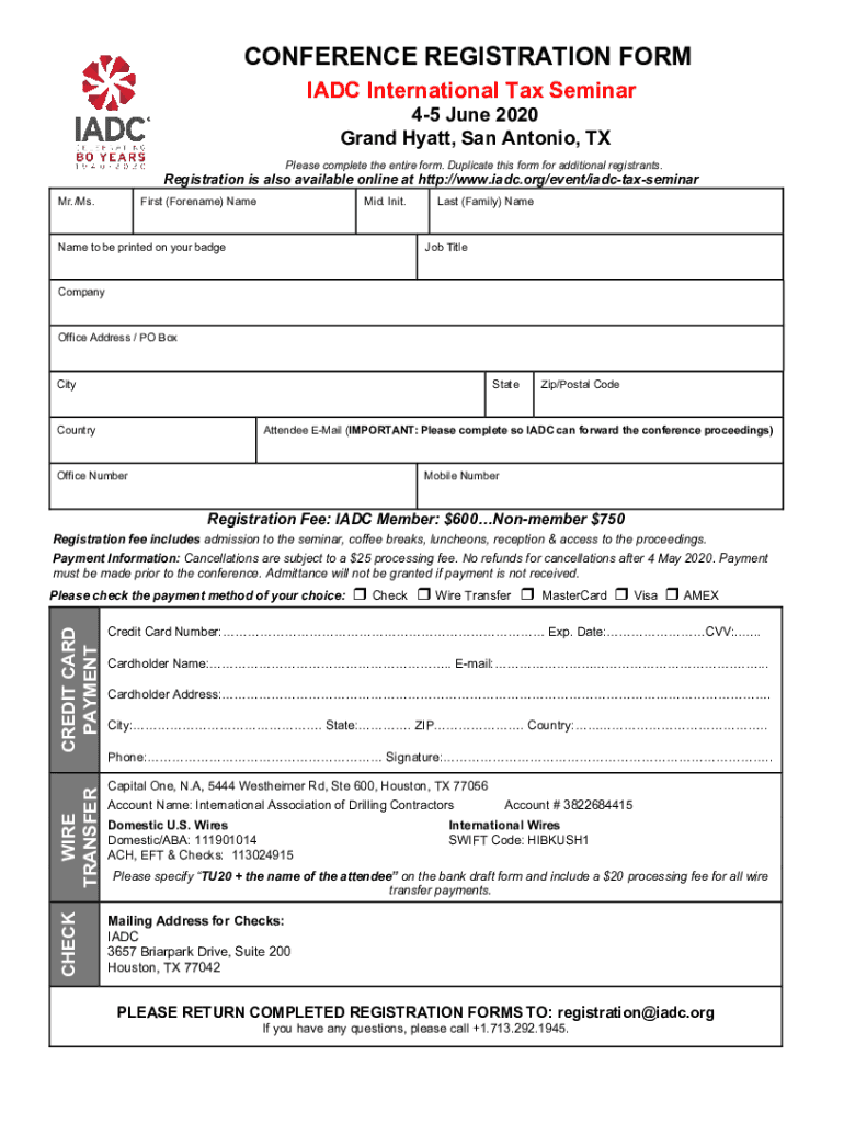 Fillable Online 2023 IADC International Tax Seminar Fax Email Print ...