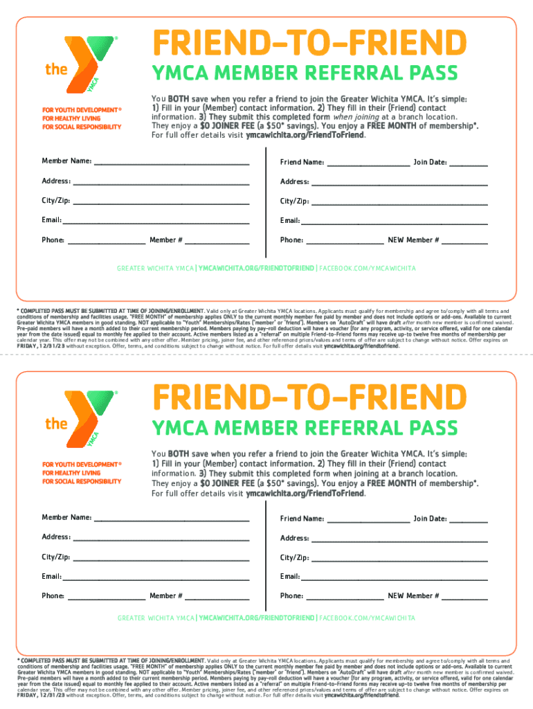 Fillable Online Refer A Friend To The YMCA - Receive a Free Gift! Fax ...
