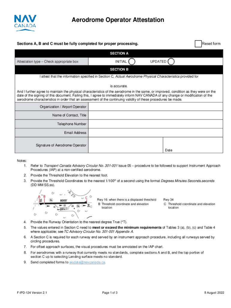 Fillable Online F-IPD-124 Aerodrome Operator Attestation. Aerodrome ...
