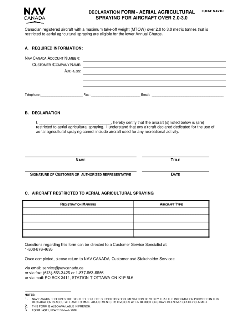 Fillable Online 1E Aerial Agricultural Spraying. Declaration form for ...