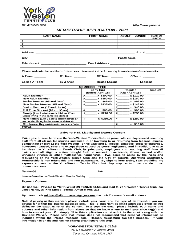 YWT-Application -Letterhead-Initiation Fee-14-PA - York Doc Template ...