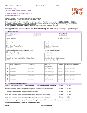 Fillable Online Home-Start Family Support ServiceSlough For You Fax ...