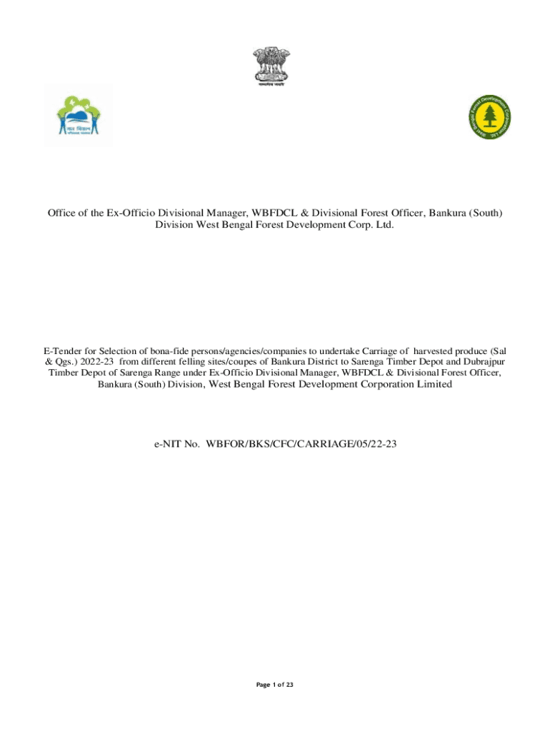 Fillable Online Division West Bengal Forest Development Corp Fax Email ...