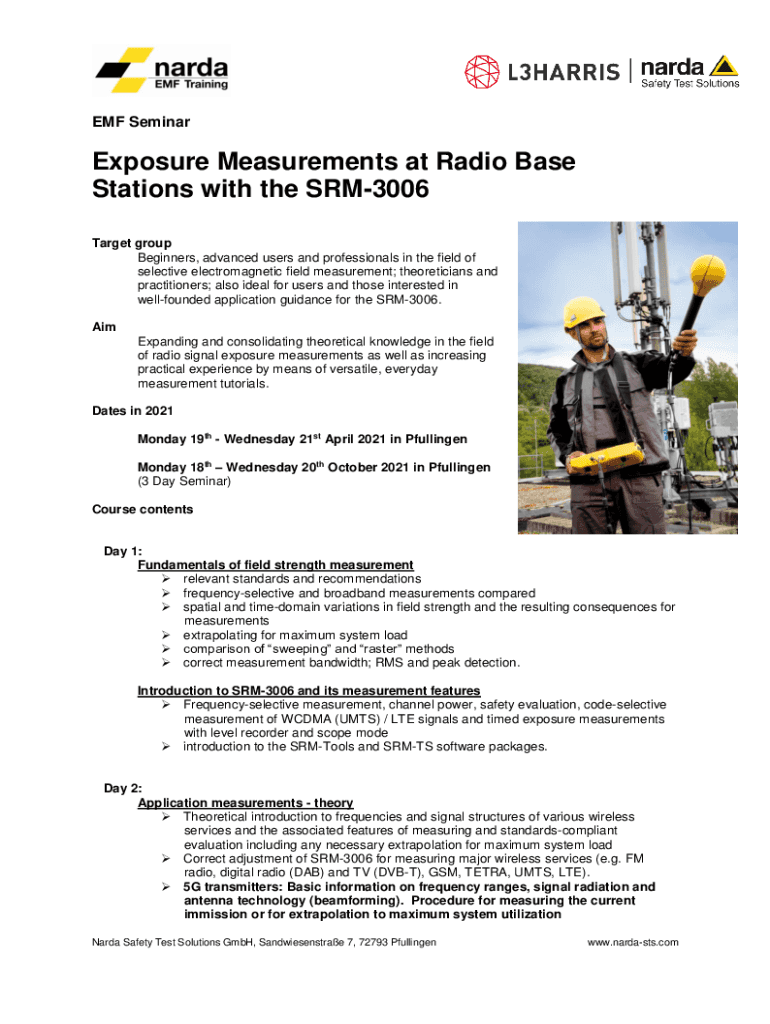 Fillable Online SRM-3006 field strength analyzer - Narda Safety Test ...