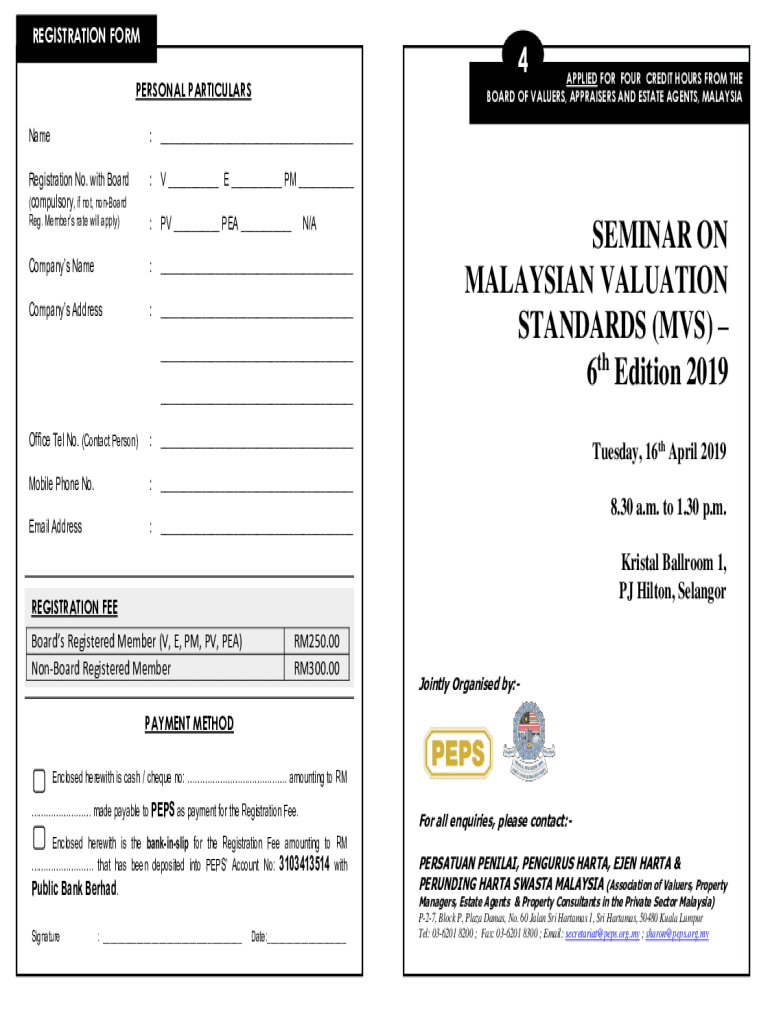 Fillable Online seminar on malaysian valuation standards (mvs)6 - LPPEH ...