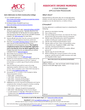 Fillable Online Alvin Community College Nursing (ADN) Program ...