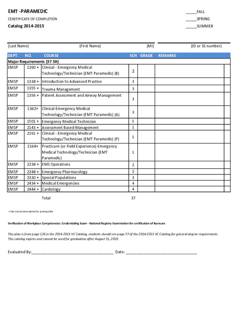 Fillable Online EMT -PARAMEDIC Fax Email Print - pdfFiller