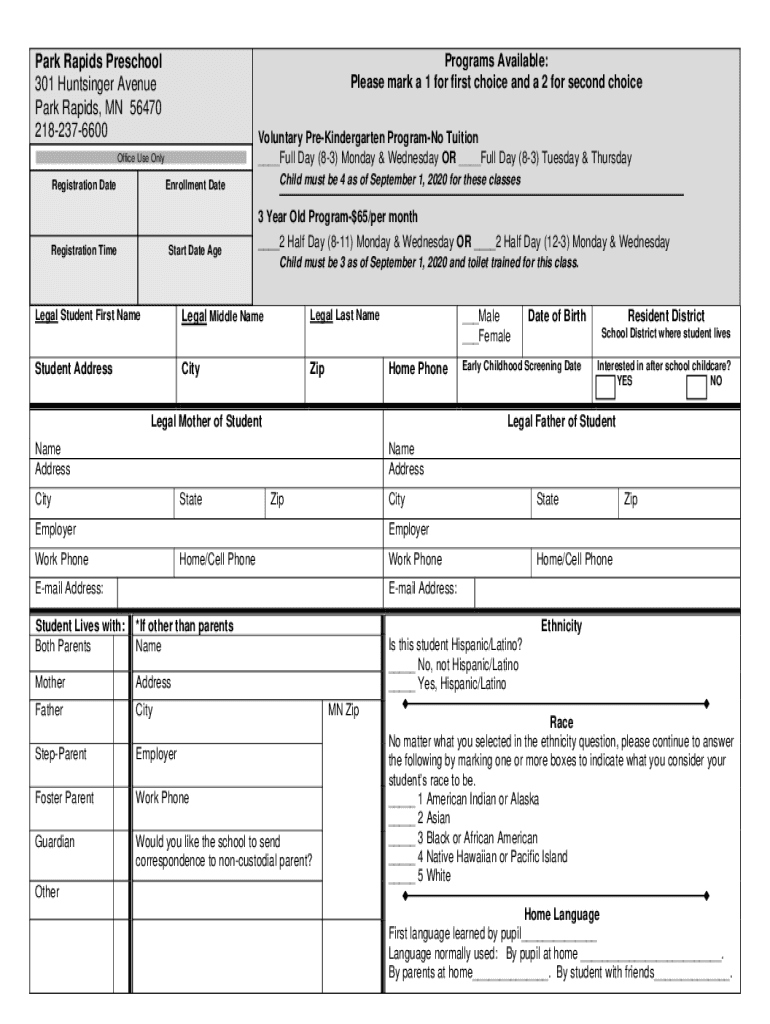 Fillable Online Classes and Costs - St. John's ABC Preschool Fax Email Print - pdfFiller