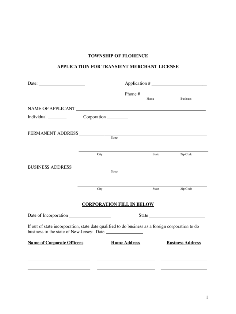 Fillable Online Forms and ApplicationsTownship of Florence Fax Email ...