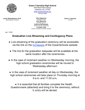 Fillable Online Important OTHS Graduation Live-Streaming and ...