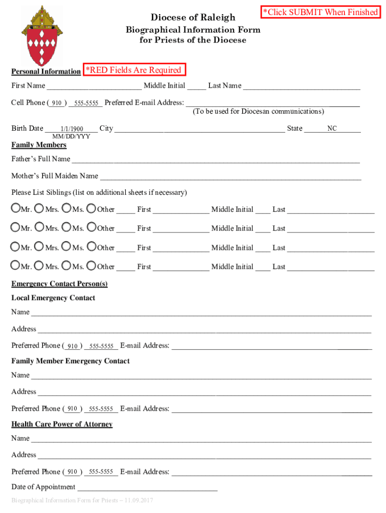 Fillable Online Forms and Guides for Parishes and Priests - Diocese of ...