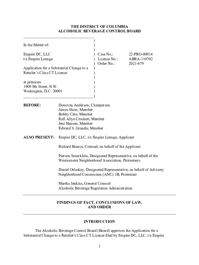 Fillable Online abra dc State Liquor Authority issues emergency license ...