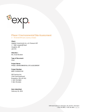 Fillable Online Phase One Environmental Site Assessment - City of ...