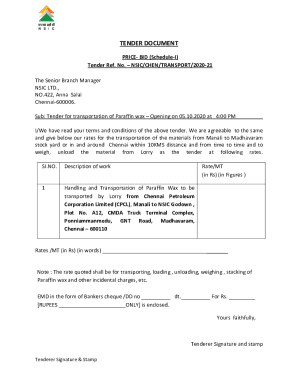 Fillable Online TENDER DOCUMENT - NSIC Fax Email Print - pdfFiller