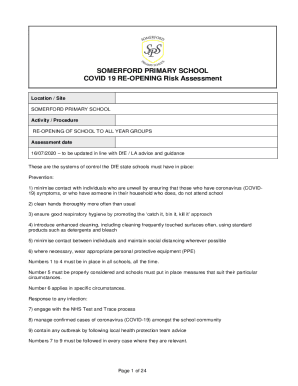 Fillable Online Wellington Primary School and Nursery Risk Assessment ...