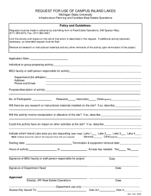 Fillable Online ipf msu request for academic use of campus natural ...