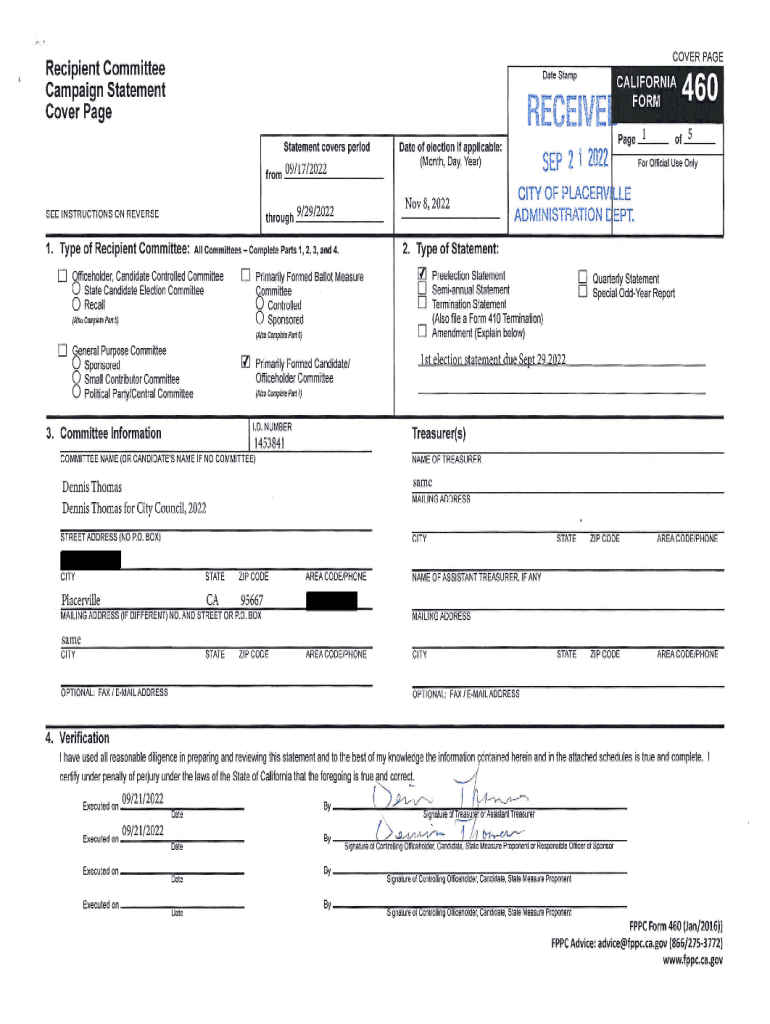 Fillable Online cover page - california 460 - Revize Fax Email Print ...