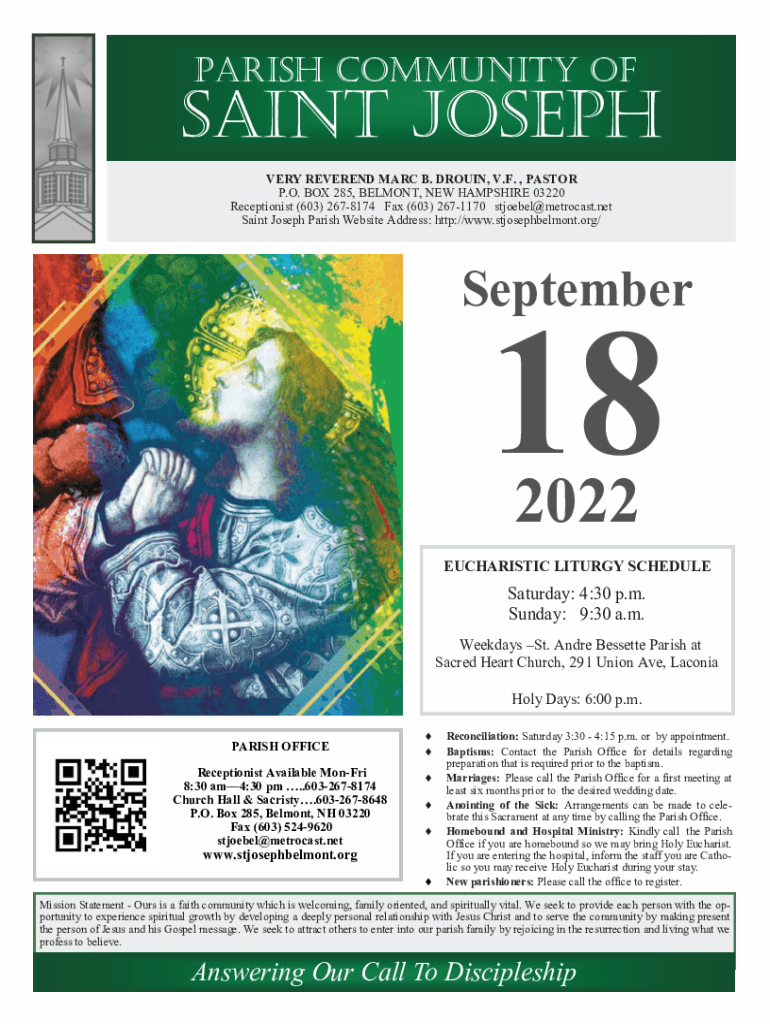 Fillable Online Saint Joseph. May. Parish community of. Answering ...