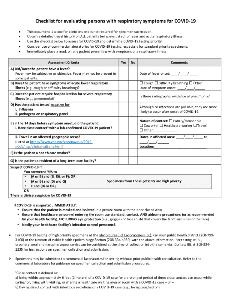Fillable Online People with symptoms of a respiratory infection ... - GOV.UK Fax Email Print ...