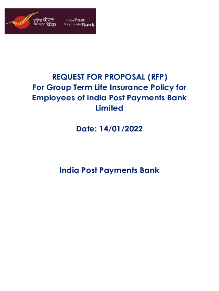 Fillable Online REQUEST FOR PROPOSAL (RFP) For Group Term Life ...