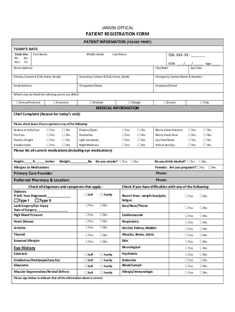 Fillable Online PATIENT REGISTRATION FORM - cloudfront.net Fax Email Print - pdfFiller