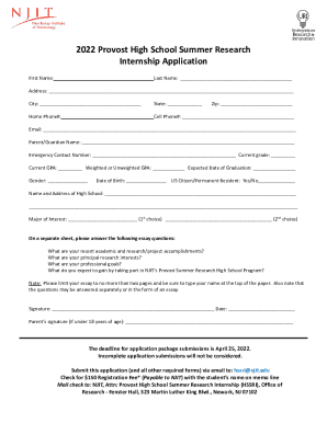 Fillable Online 24 Summer Research Programs for High School Students in ...