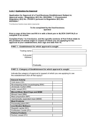 Fillable Online 3.3.4.1 Application for Approval - ABC Food Law Fax ...