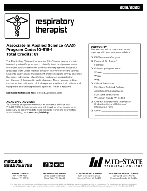 Fillable Online Respiratory Therapy (AAS)Degrees and Certificates Fax ...