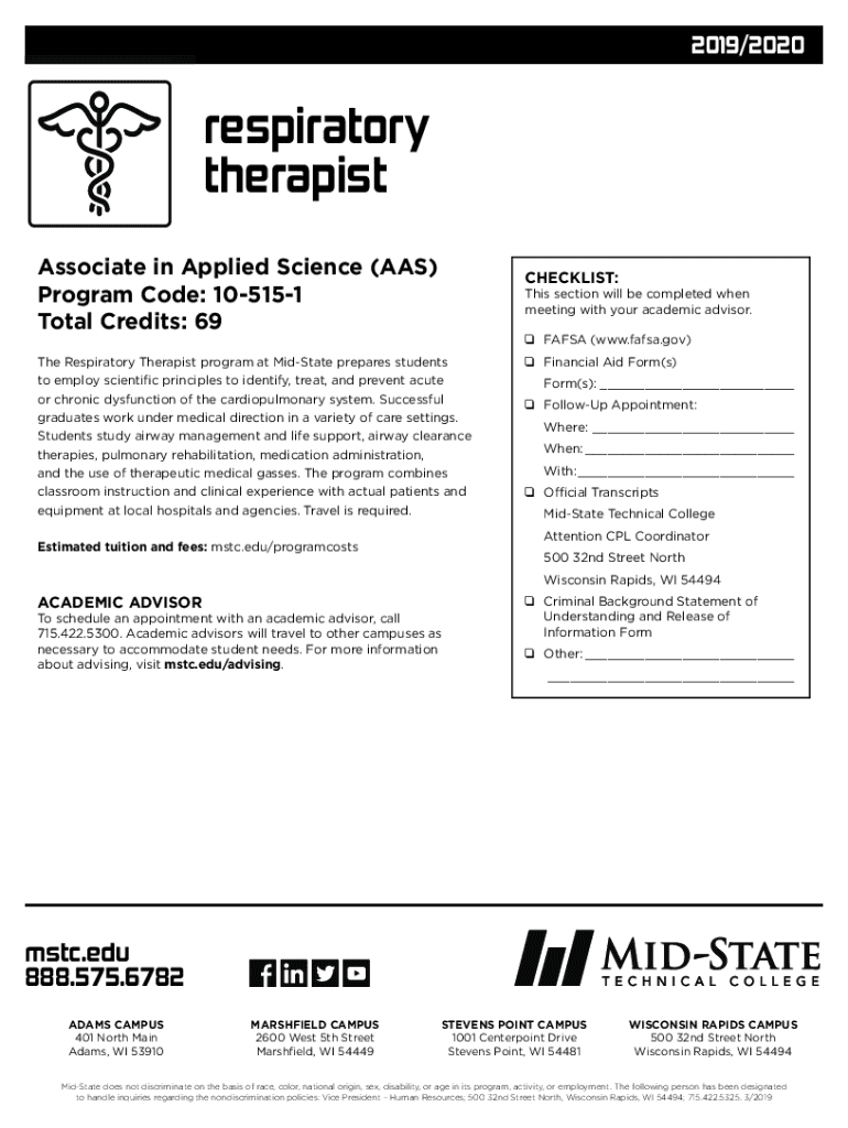 Fillable Online Respiratory Therapy (AAS)Degrees and Certificates Fax ...