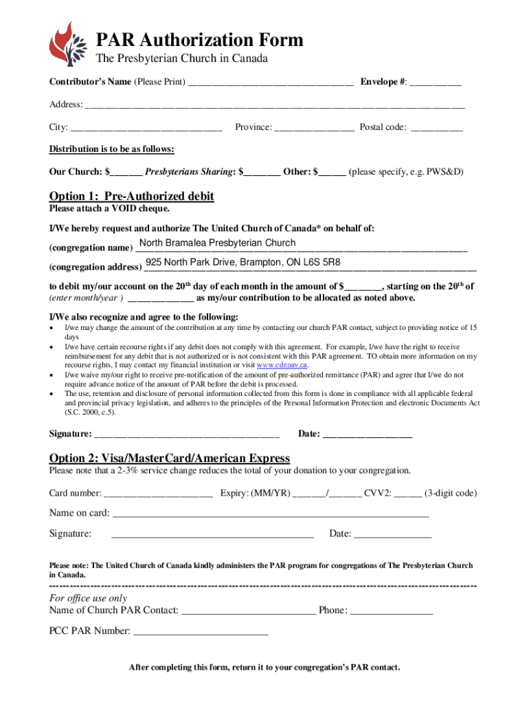 Fillable Online PAR Authorization Form Fax Email Print - pdfFiller