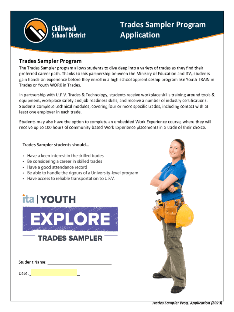 Fillable Online Trades Sampler Program - Learning Services Fax Email ...