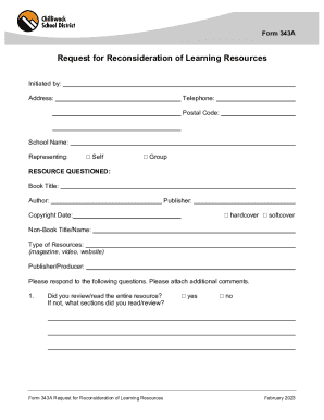 Fillable Online Request Form for Reconsideration of Educational Resources Fax Email Print ...