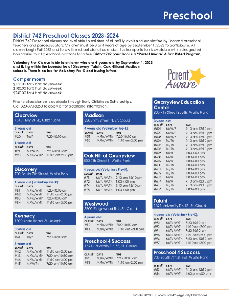 Fillable Online Early Childhood Education - St. Cloud Area School ...