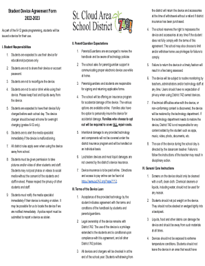 Fillable Online Student Device Agreement Form 2022-2023 (English) Fax ...