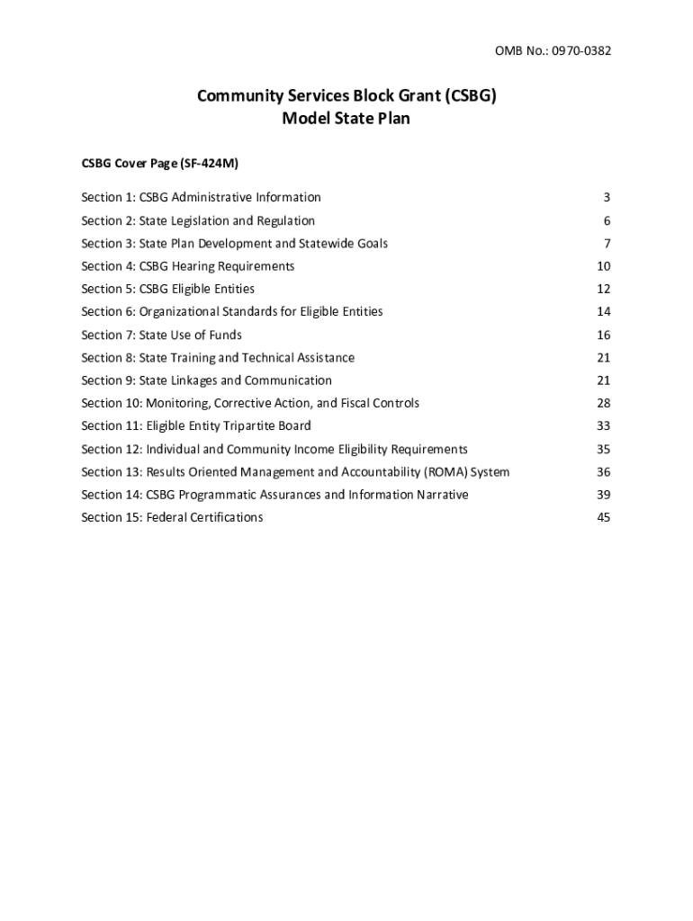 Fillable Online dhhs nv Quick Sheet: CSBG Model State Plan Cover Page ...