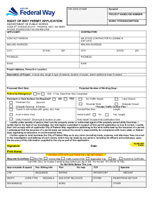 Fillable Online Right-of-Way Permit Application Permit Type: UTILITY ...