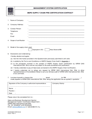 Fillable Online Sample RSPO Supply Chain Certification procedures Fax ...