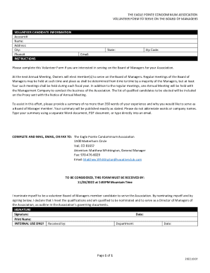 Fillable Online The Eagle Pointe Condominium Association Volunteer Form to ... Fax Email Print ...