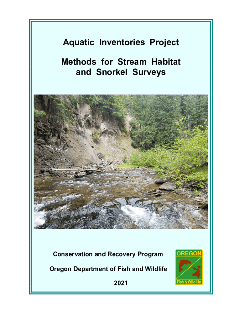 Fillable Online odfw forestry oregonstate Aquatic Inventories Program ...