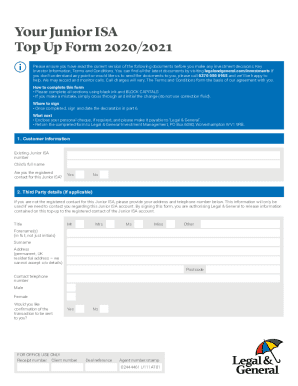 Fillable Online Apply for Junior ISA . Tax-efficient savings for your ...