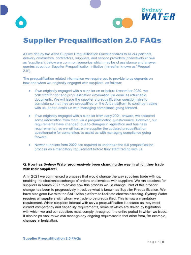Fillable Online Annex A: Pre-Qualification Questionnaire Core Questions ...