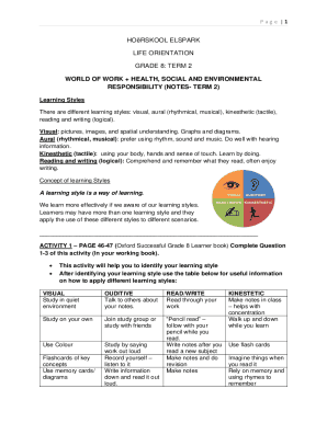 Fillable Online Learning styles, career categories and the role of work ...